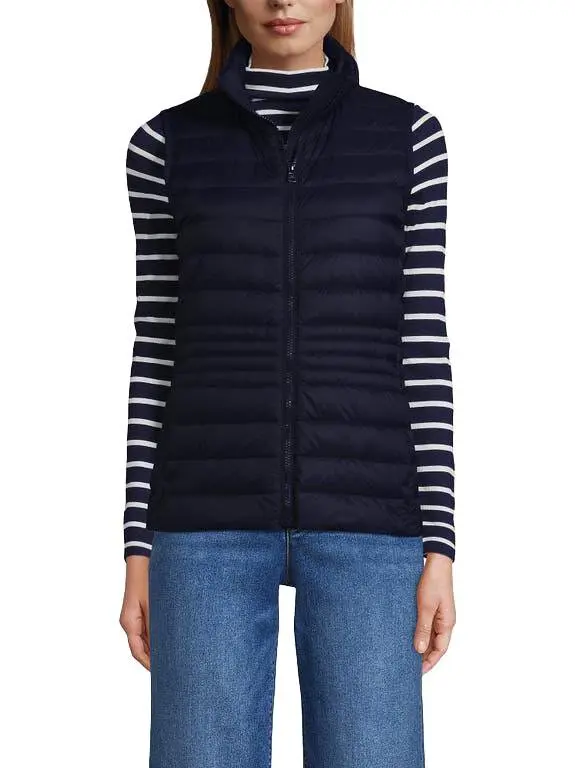LANDS' END Wanderweight Packable Ultralight Down Vest - Deep Sea Navy