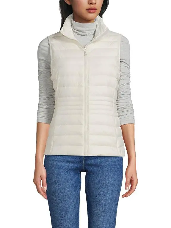 LANDS' END Wanderweight Packable Ultralight Down Vest - Ivory