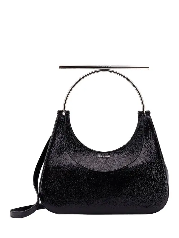 Alexander McQueen Leather Handbag With Logo - Black