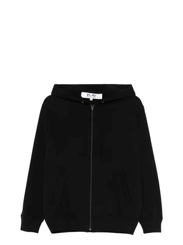 Play Comme Des Garcon Signature Heart-patch Hoodie - Black