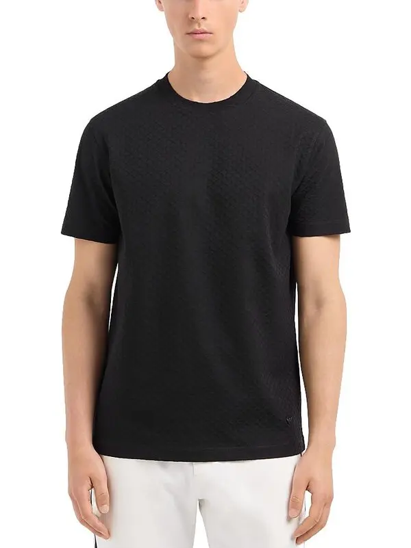 Emporio Armani Cotton Jersey Diamond Jacquard Tee - Black