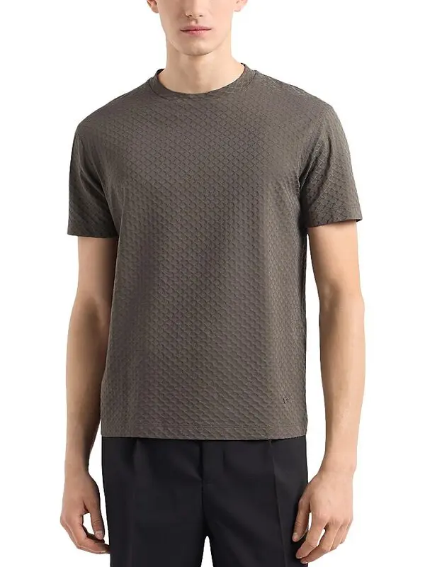 Emporio Armani Cotton Jersey Diamond Jacquard Tee - Green