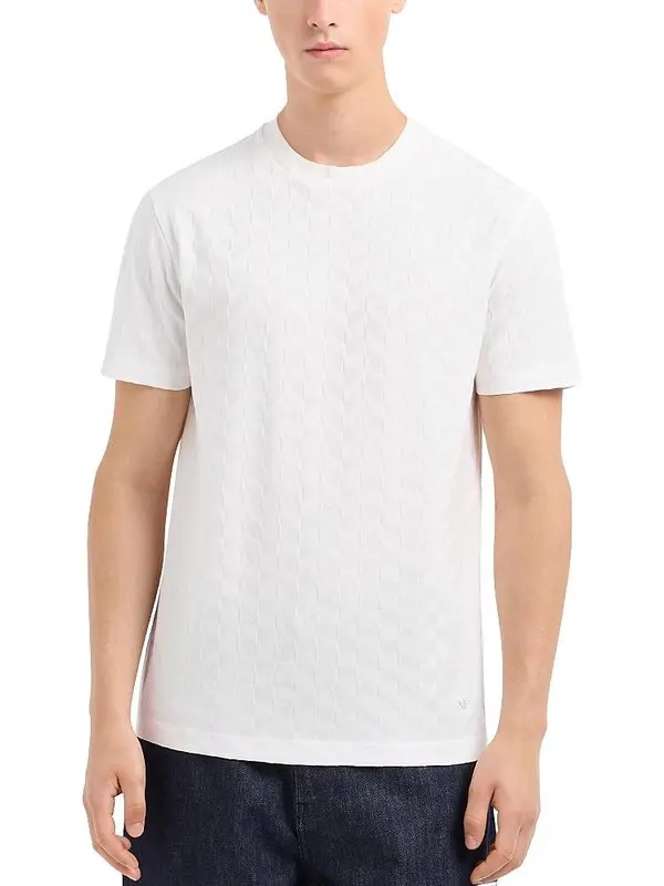 Emporio Armani Cotton Jersey Chevron Jacquard Tee - Off White
