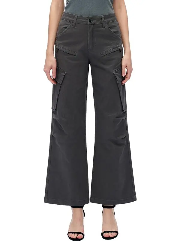 BAYEAS Fann High-waist Wide Leg Cargo Jeans - Gray
