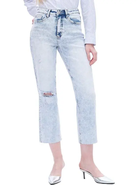 BAYEAS High-waist Distressed Straight Leg Jeans - Paradise