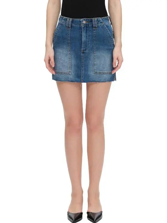 BAYEAS Cutoff Denim Miniskirt - Dark Blue