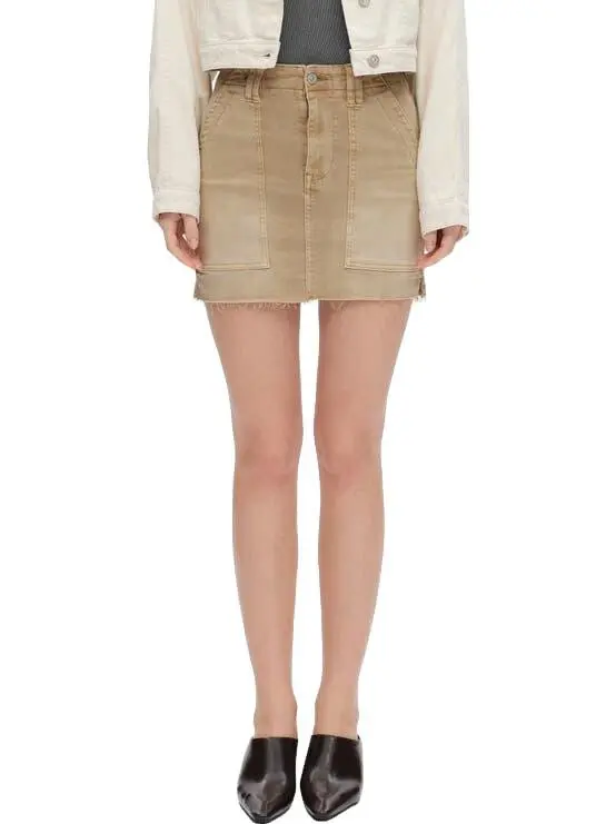 BAYEAS Cutoff Denim Miniskirt - Faded Khaki