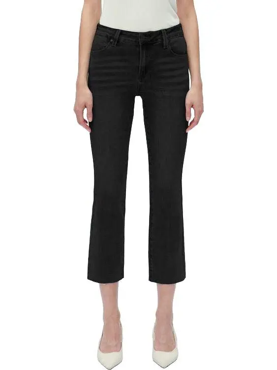 BAYEAS Raw Hem Crop Straight Leg Jeans - Black