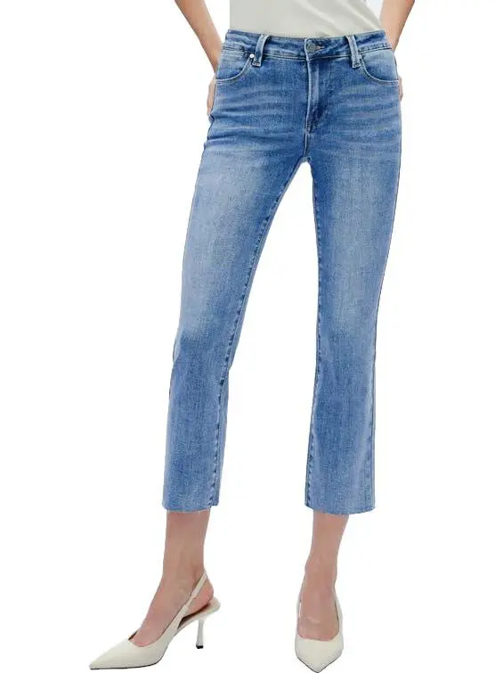 BAYEAS Raw Hem Crop Straight Leg Jeans - Medium Blue