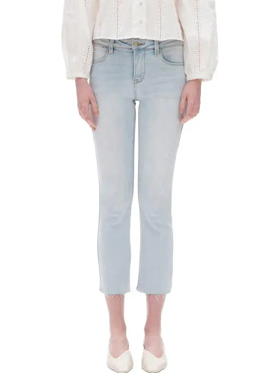 BAYEAS Raw Hem Crop Straight Leg Jeans - Wathet