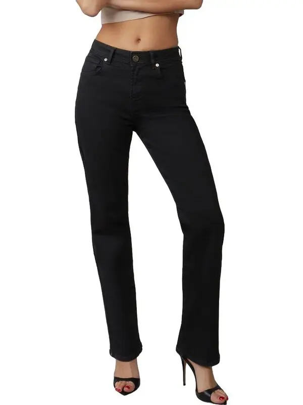 LOLA JEANS Denver High Rise Straight Leg Jeans - Black