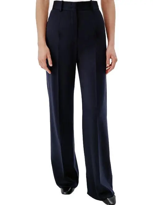 Another Tomorrow Wide Leg Suit Pant - Navy
