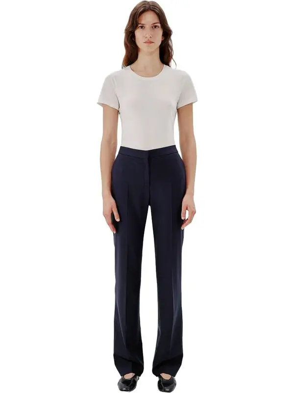 Another Tomorrow Straight-leg Suit Trousers - Navy