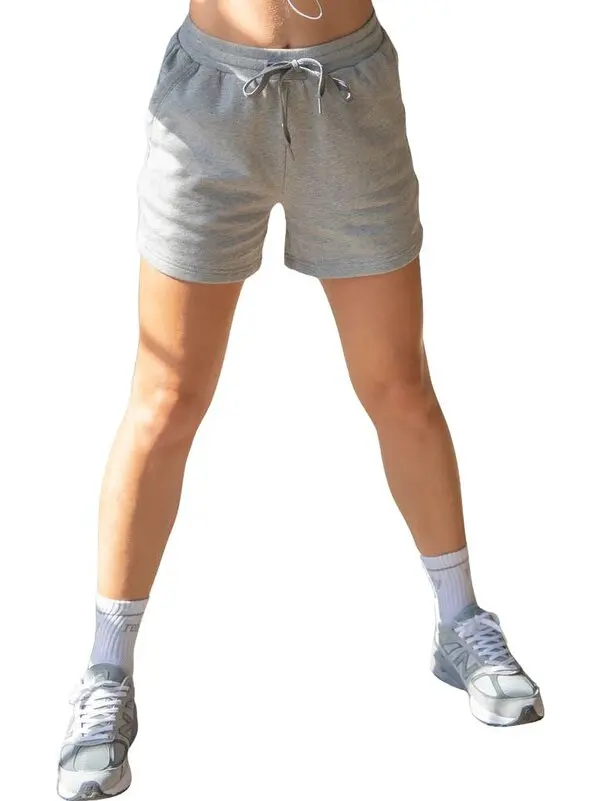 REBODY Biker Sweatshorts - Heather Grey/white
