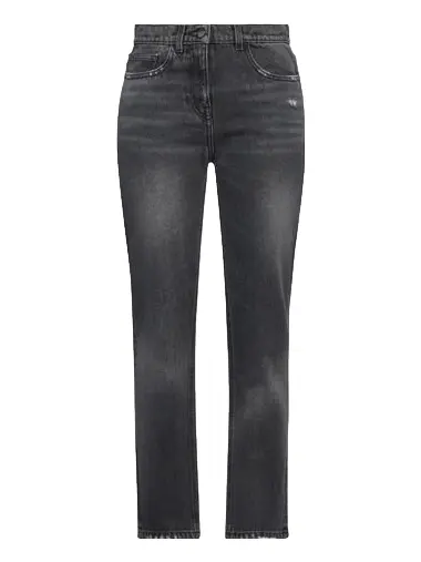 Palm Angels Straight-leg Jeans With Leather Trim - Grey