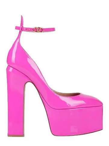 Valentino Garavani Patent Leather Pumps With Ankle Strap - Fuchsia