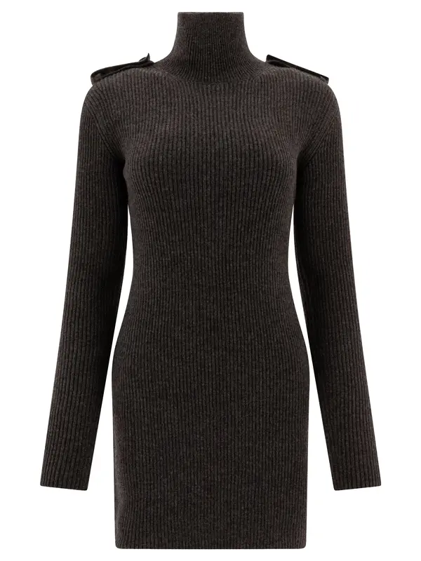 Alexander McQueen Ribbed Mini Dress - Grey