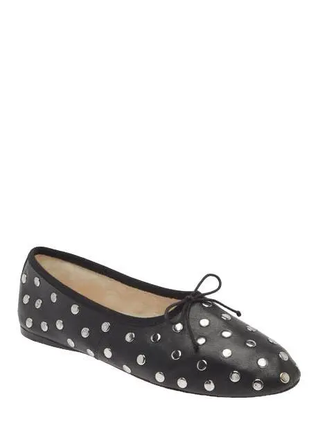 LOEFFLER RANDALL Landon Studded Ballet Flat - Black/ Silver