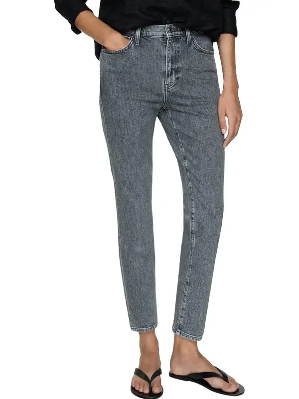 Mango Claudia Waxed Crop Slim Fit Jeans - Open Grey