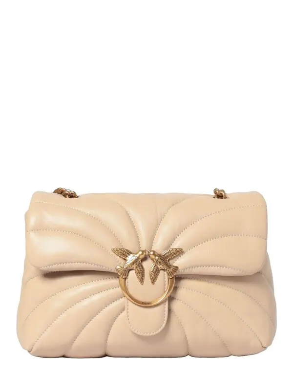 Pinko Shoulder Bag With Chain Strap - Beige