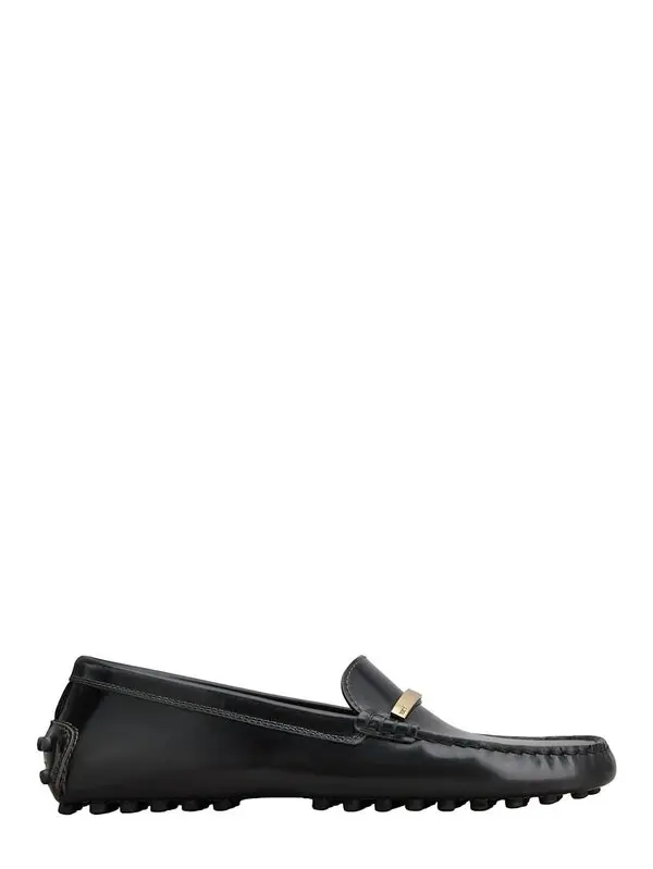 TOD'S Gommino Leather Bar Driver Loafers - Black