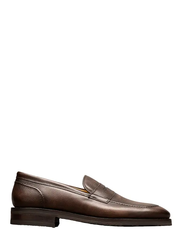 ALLEN EDMONDS RESERVE Grained Leather Penny Loafers - Dark Brown