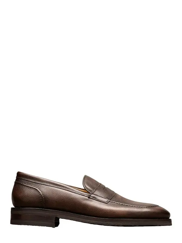Allen Edmonds Grained Leather Penny Loafers - Dark Brown