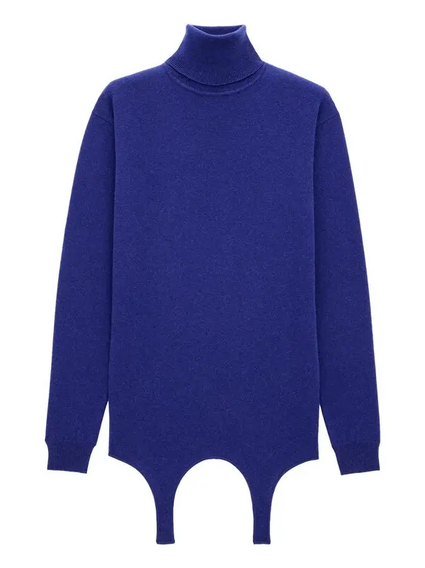 Saint Laurent Cashmere Sweater With Garter Detail - Blue