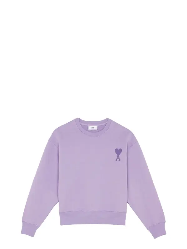Ami De Coeur Tonal Boxy Fit Crewneck Sweatshirt - Lilac