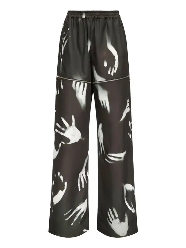 AREA Handprint Slit Track Pants - Black