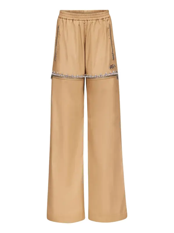 AREA Crystal Slit Track Pants - Brown