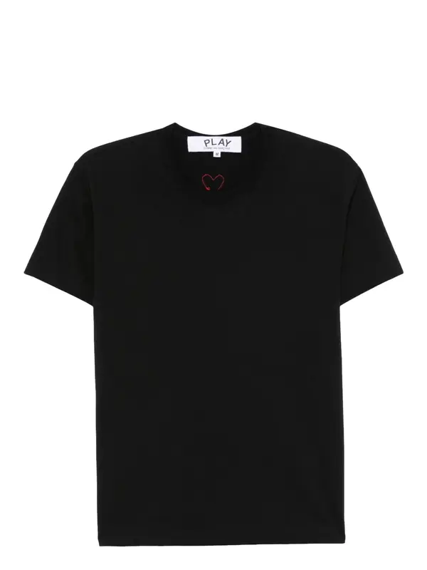 Play Comme Des Garcon Signature Heart-patch T-shirt - Black