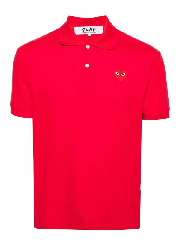Play Comme Des Garcon Heart-patch Piqué Polo Shirt - Red