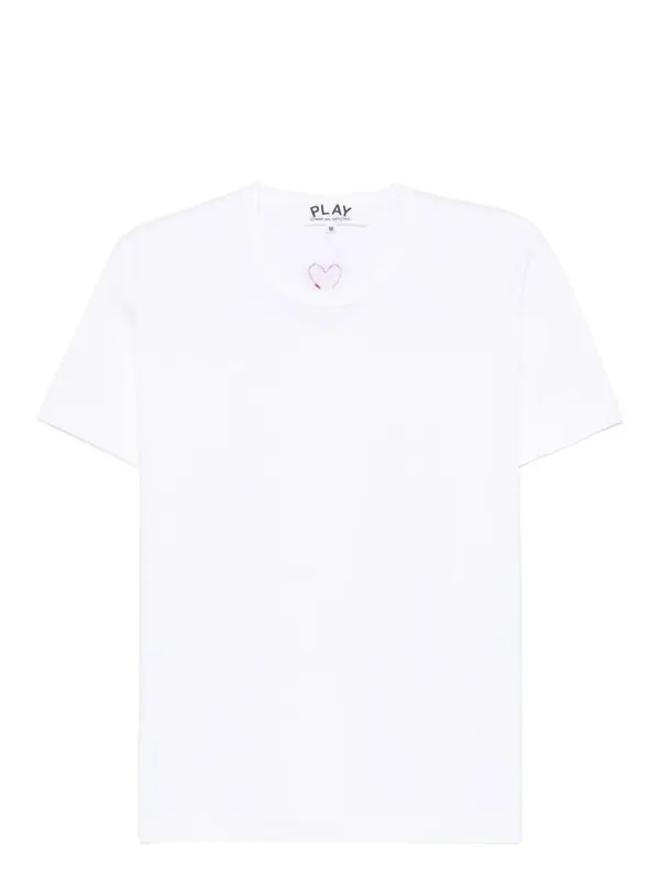 Play Comme Des Garcon Signature Heart-patch T-shirt - White