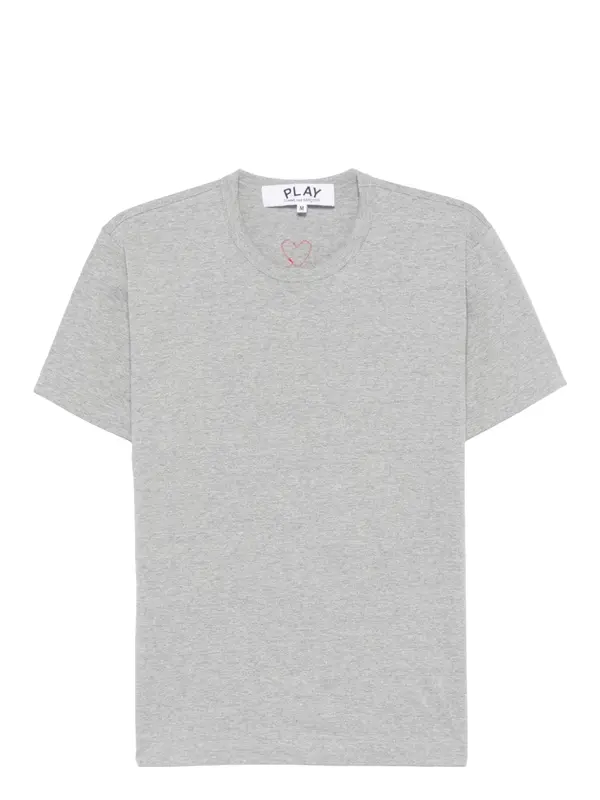 Play Comme Des Garcon Signature Heart-patch T-shirt - Grey