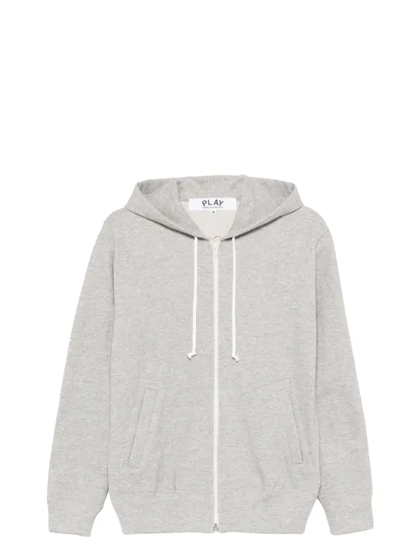 Play Comme Des Garcon Signature Heart-patch Hoodie - Grey
