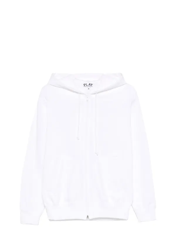 Play Comme Des Garcon Signature Heart-patch Hoodie - White