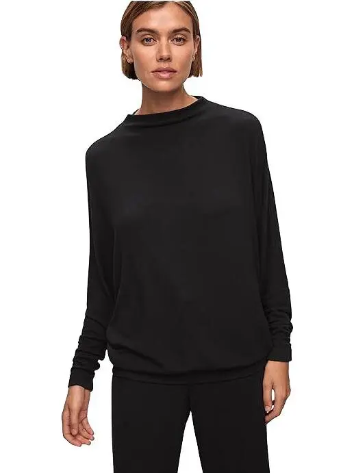 Eberjey Cozy Time Mockneck Pullover - Black