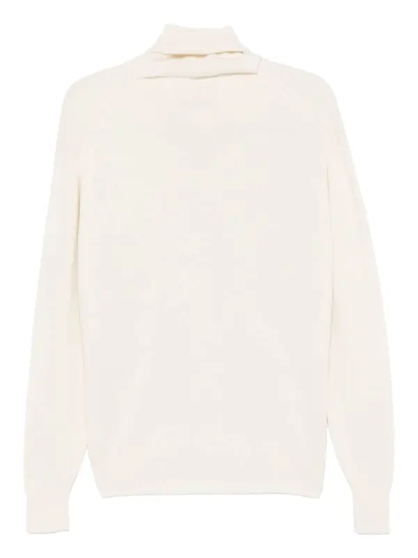 Plan C Shawl-embellished Wool-cashmere Sweater - Neutrals