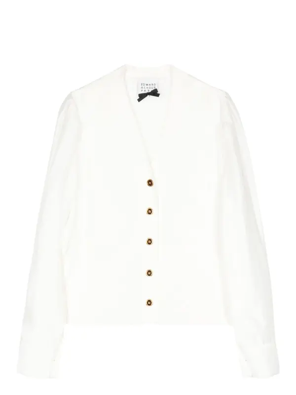 EDWARD ACHOUR PARIS V-neck Button-up Cardigan - White