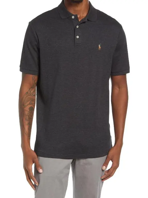 Polo Ralph Lauren Solid Cotton Jersey Polo - Black Marl Heather