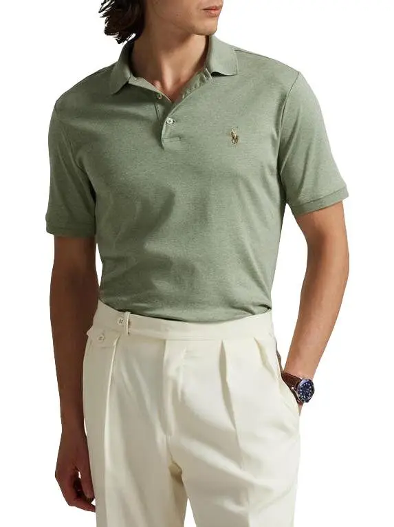 Polo Ralph Lauren Solid Cotton Jersey Polo - Greenery Heather