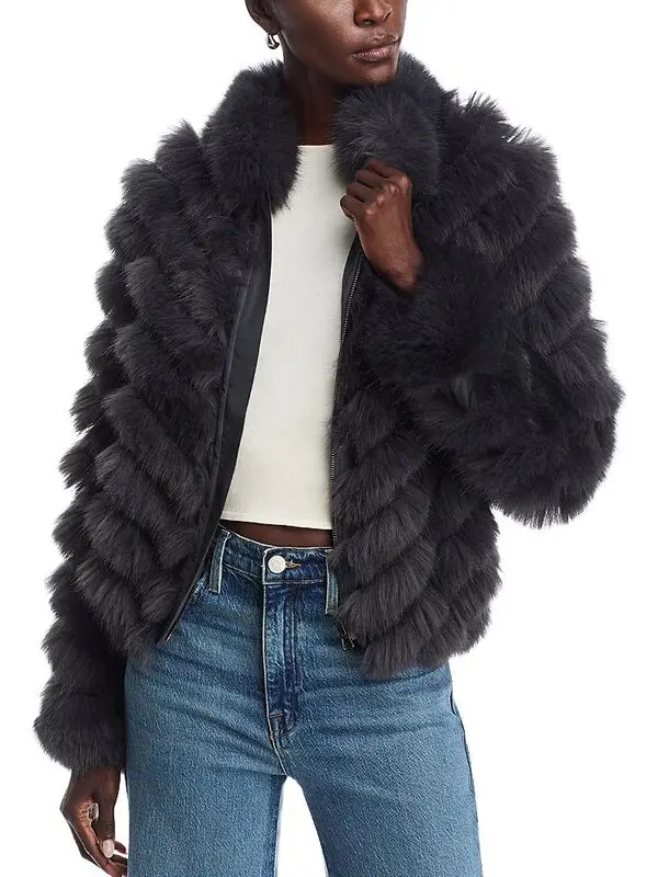Love Token Faux Fur Reversible Jacket - Charcoal