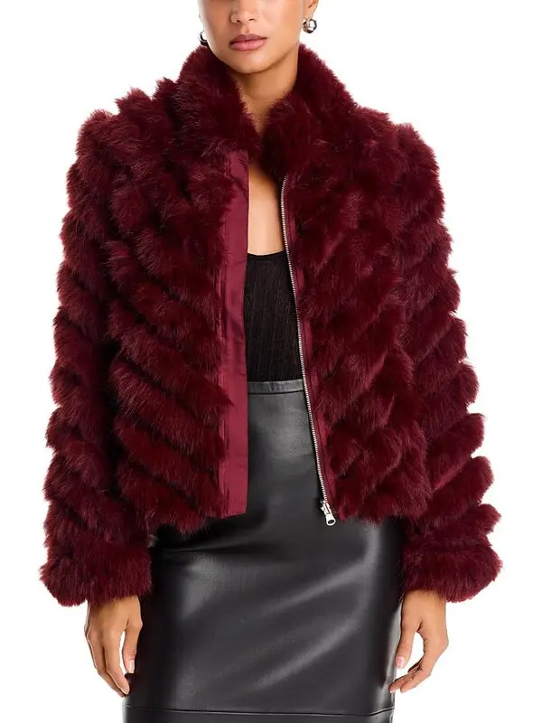 Love Token Reversible Faux Fur Jacket - Wine