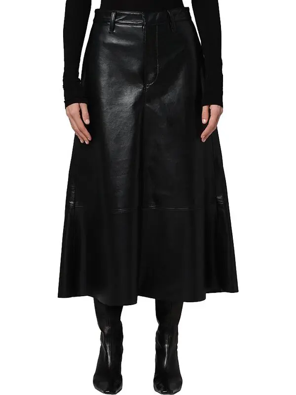 Citizens Of Humanity Cassia Leather Midi Skirt - Black
