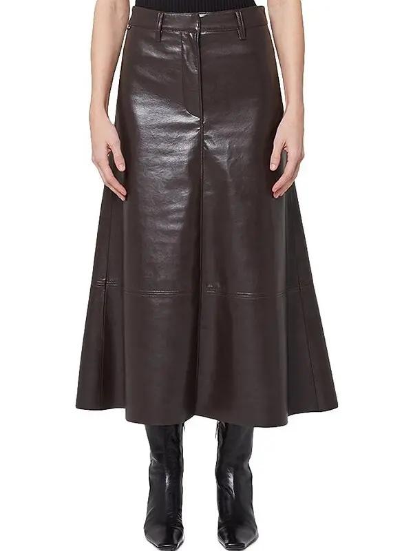 Citizens Of Humanity Cassia Leather Midi Skirt - Chocolate