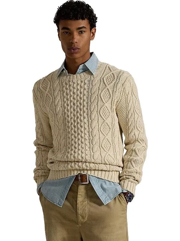 Polo Ralph Lauren Cotton Cable-knit Crewneck Sweater - Cream Multi