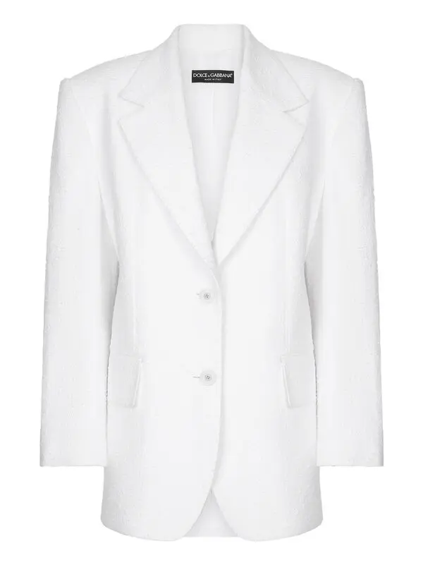 Dolce & Gabbana Single-breasted Cotton Raschel Tweed Jacket - White