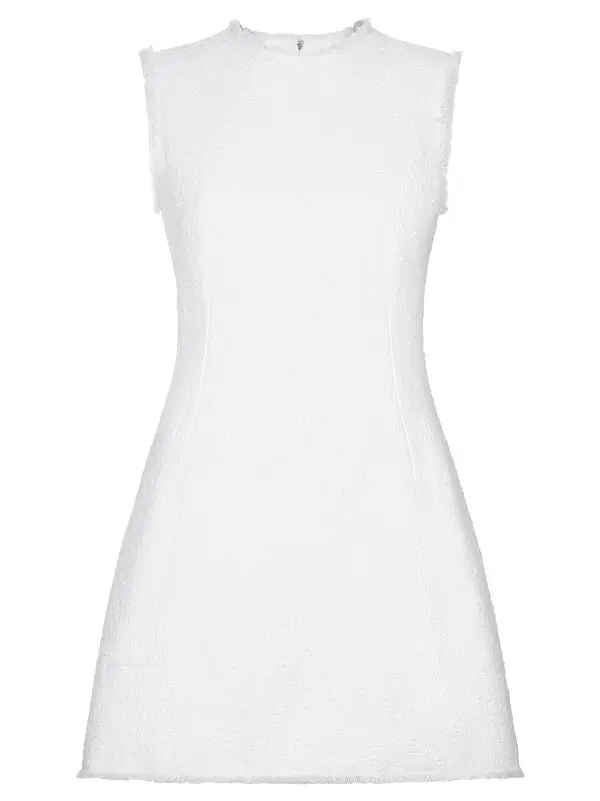 Dolce & Gabbana Short Cotton Raschel Tweed Dress - White