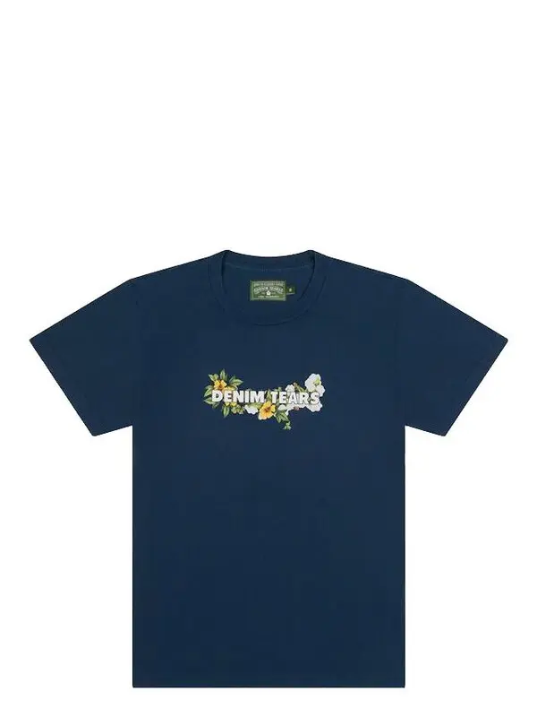 DENIM TEARS Logo Tee Shirt - Navy Blue